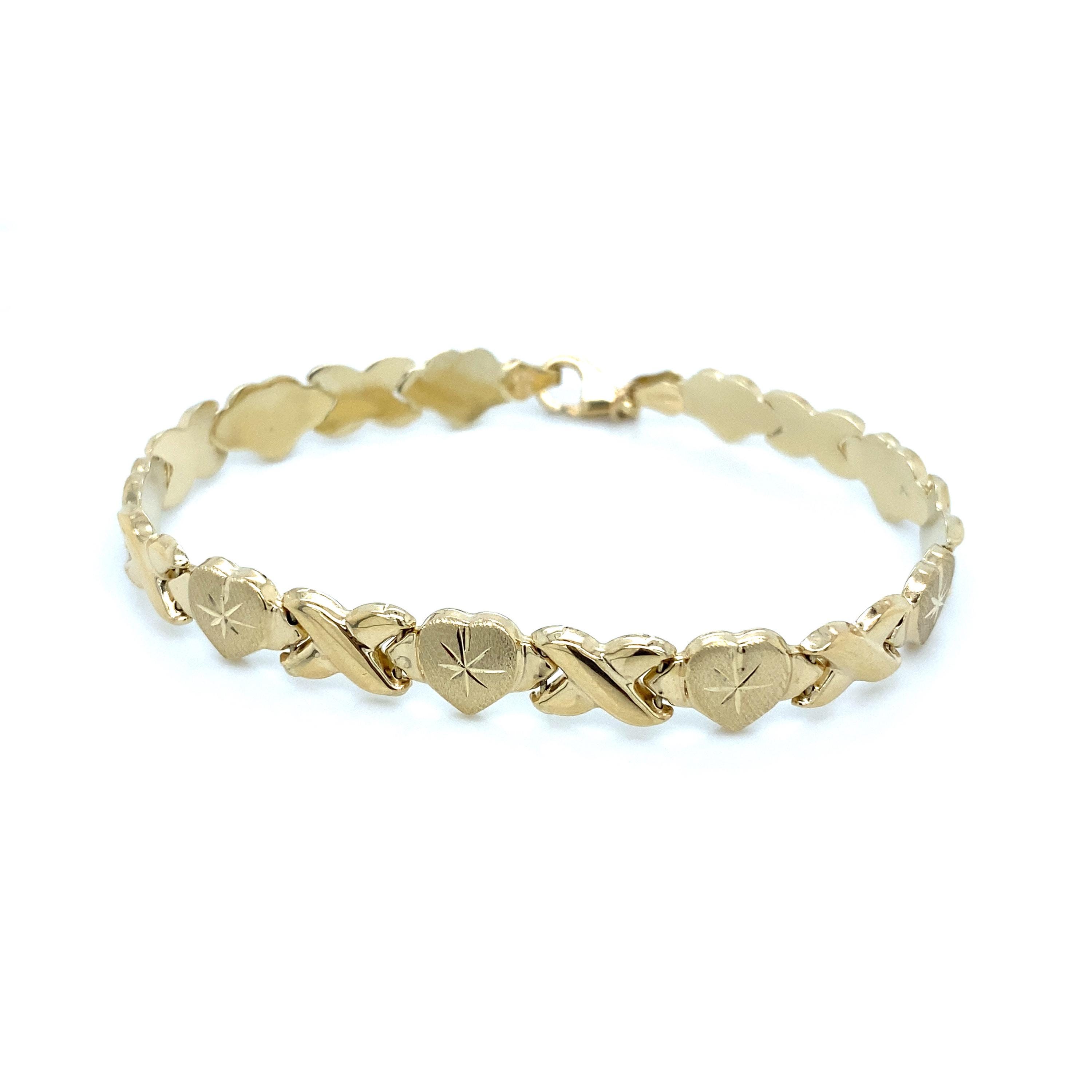 14K Yellow Gold XOXO Bracelet: Hugs and Kisses Stampato Design - Etsy