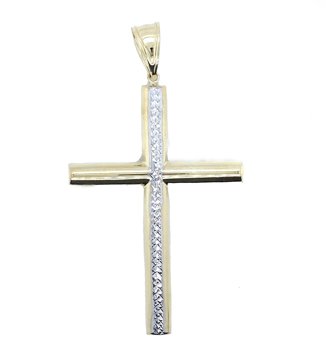 Diamond Cut Cross Pendant in 14K Real Gold - Etsy
