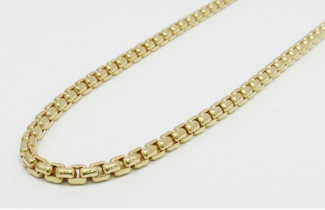 14K Real Gold Round Box Chain, Yellow Gold Round Box Necklace - Etsy