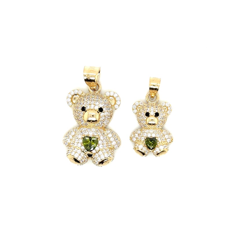 14K Real Gold Birthstone Teddy Bear Individual Pendant - Etsy