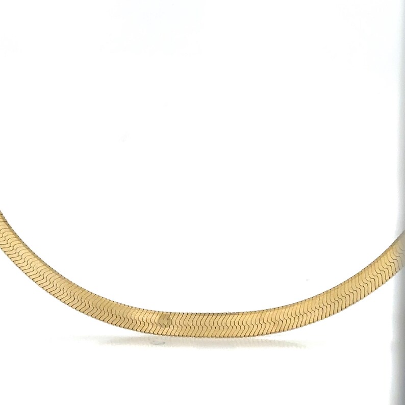 14K Yellow Gold Herringbone Necklace, 3mm, 4mm, 5mm, 6mm, 7mm Real Gold ...