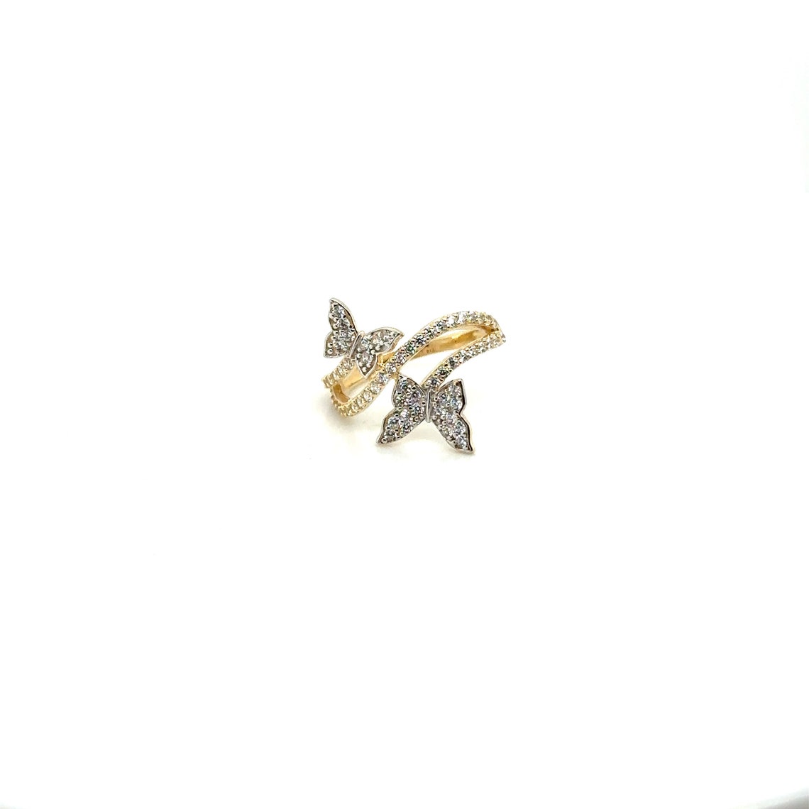 Elegant 14K Real Gold Butterfly Ring - Etsy