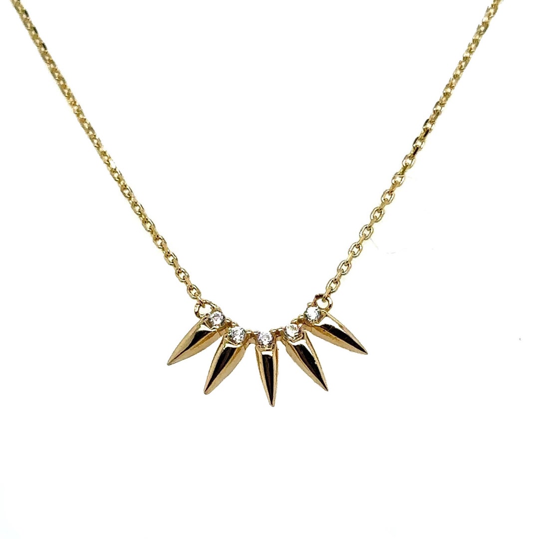 Spike Necklace Chain in 14K Real Gold - Etsy