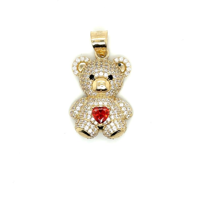 14K Real Gold Birthstone Teddy Bear Individual Pendant - Etsy