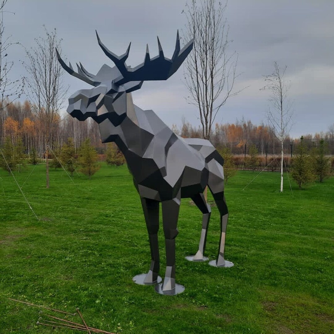 The Elk in DXF for Assembly From Sheet Metal. 3D Animal Sculpture, 3D ...