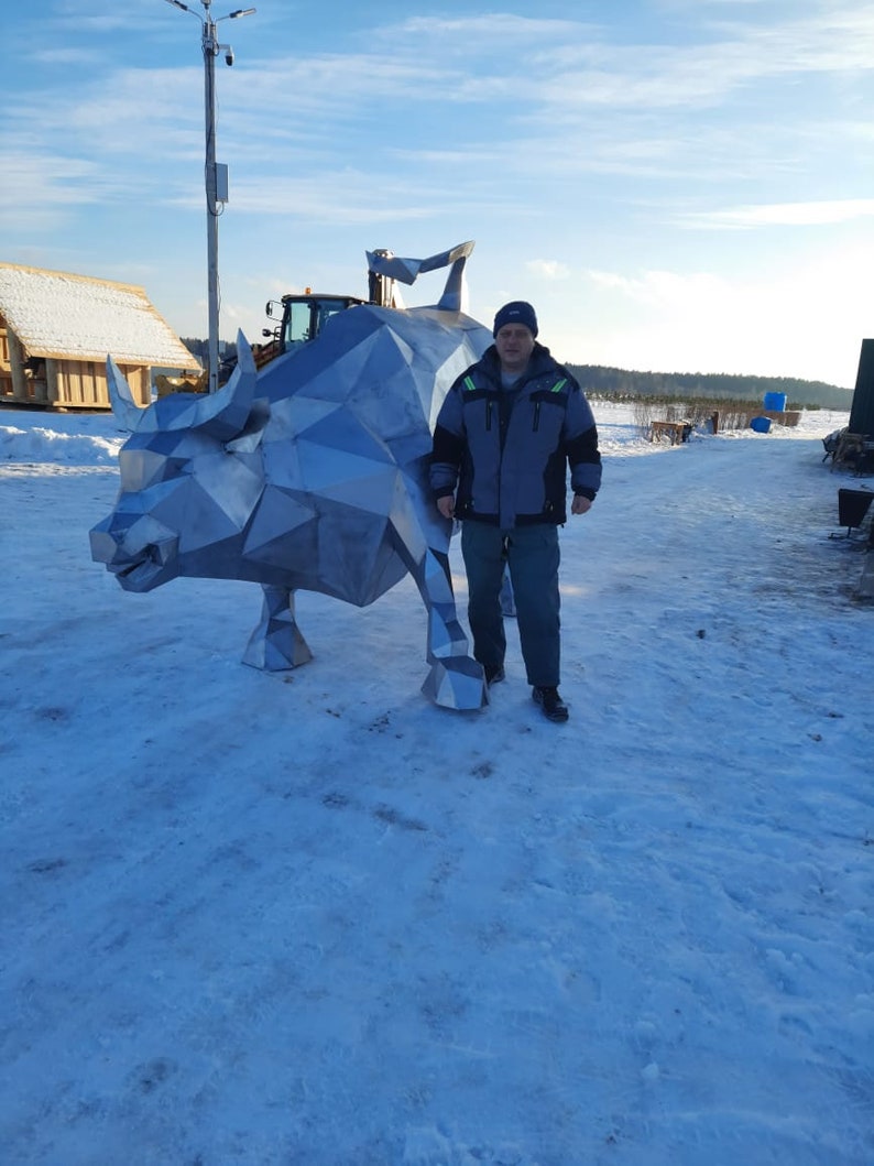 Bull in DXF for Assembly From Sheet Metal. 3D Animal Sculpture, 3D ...