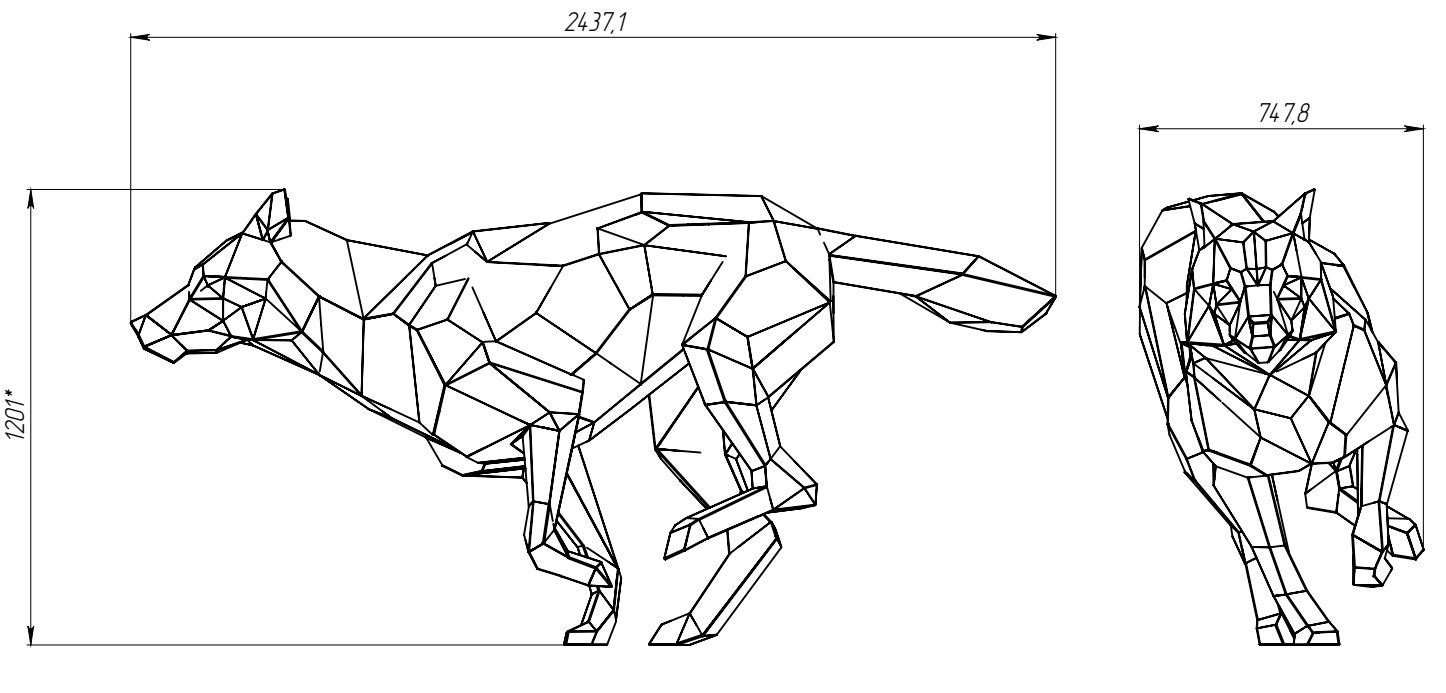 Wolf in DXF for Assembly From Sheet Metal. 3D Animal Sculpture, 3D ...