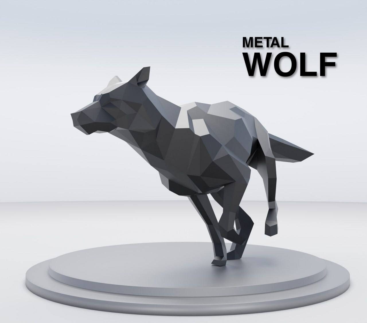 Wolf in DXF for Assembly From Sheet Metal. 3D Animal Sculpture, 3D ...