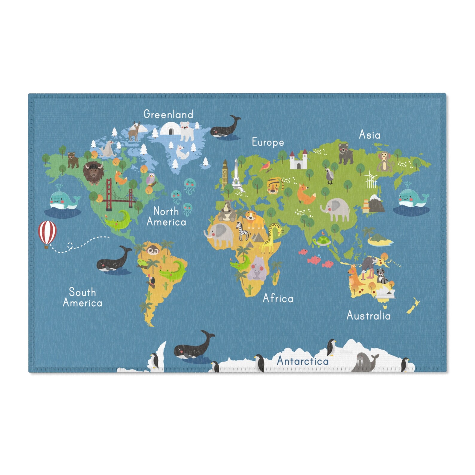 Educational World Map Area Rug 24x36 Inches Perfect for Kids Room Decor ...