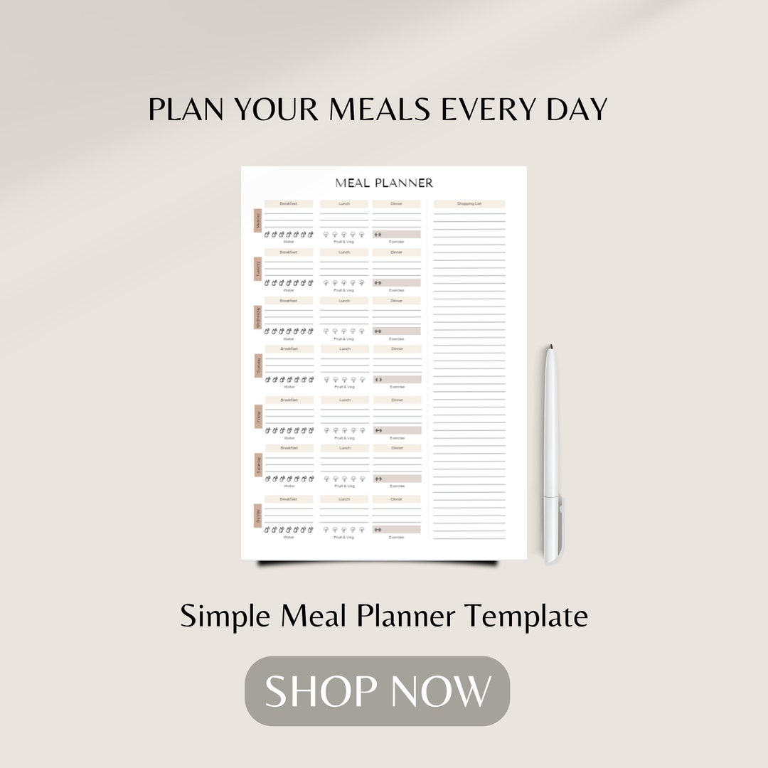 Printable Menu Download and Weekly Menu Planner Template | Grocery List ...