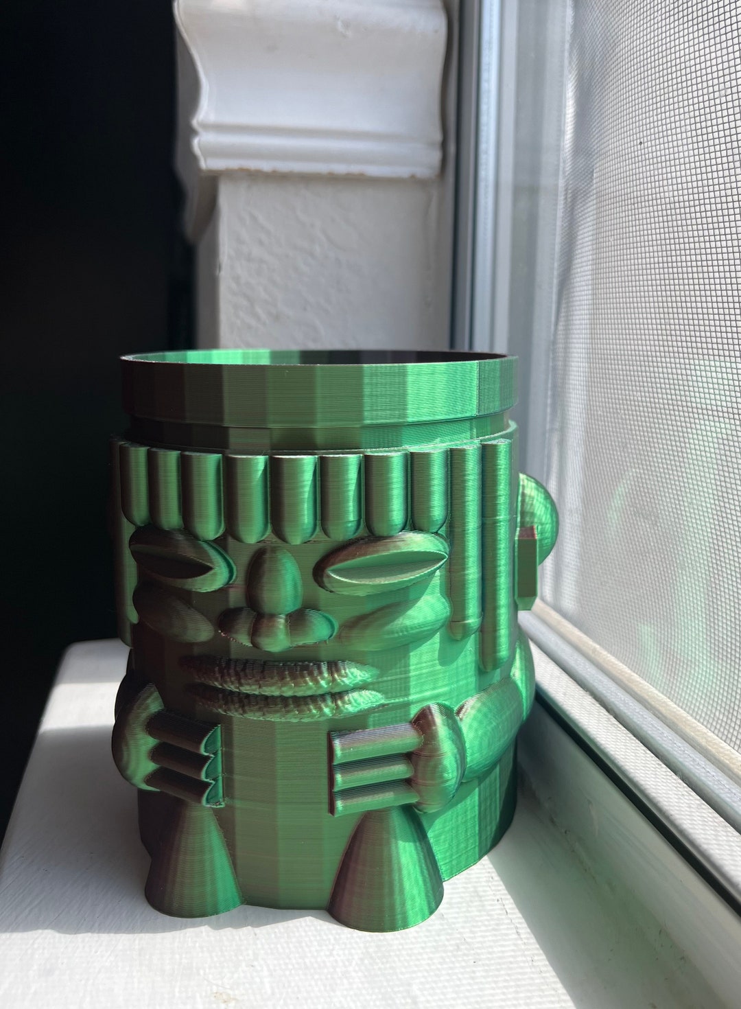 Multicolored Tiki Planter With Drainage Hole - Etsy
