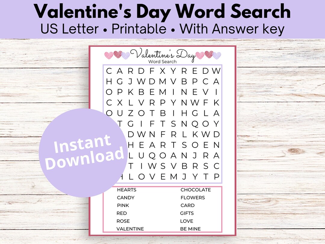 Valentine's Day Word Search Printable | Kid's and Family Word Search ...