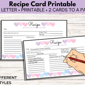 Valentine's Day Recipe Card Printable | 3x5 Recipe Card | Valentine's ...