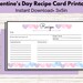 Valentine's Day Recipe Card Printable | 3x5 Recipe Card | Valentine's ...