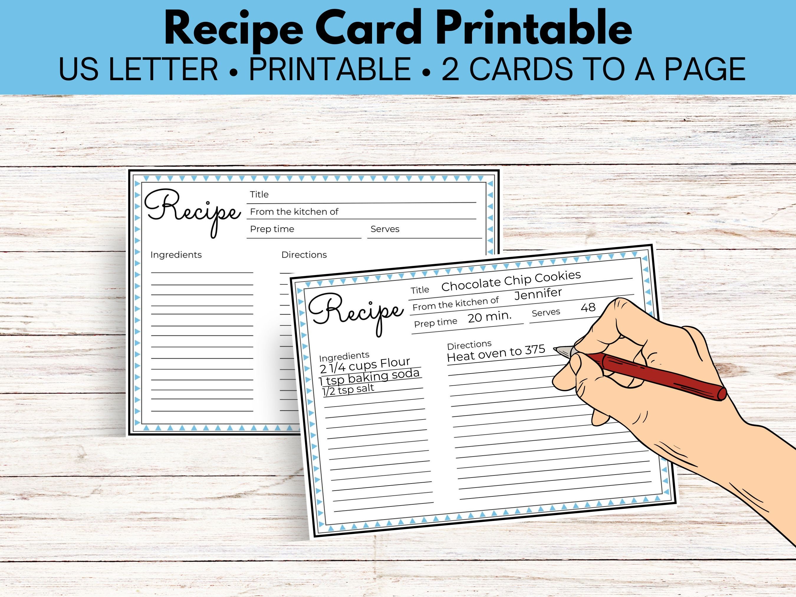 Printable Recipe Card | 5x7" DIY Recipe Card - Etsy
