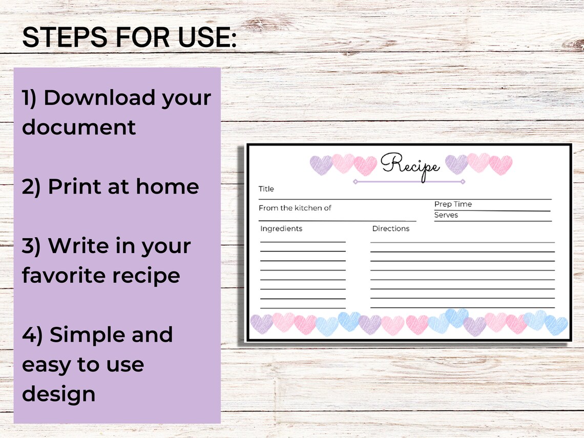 Valentine's Day Recipe Card Printable | 3x5 Recipe Card | Valentine's ...