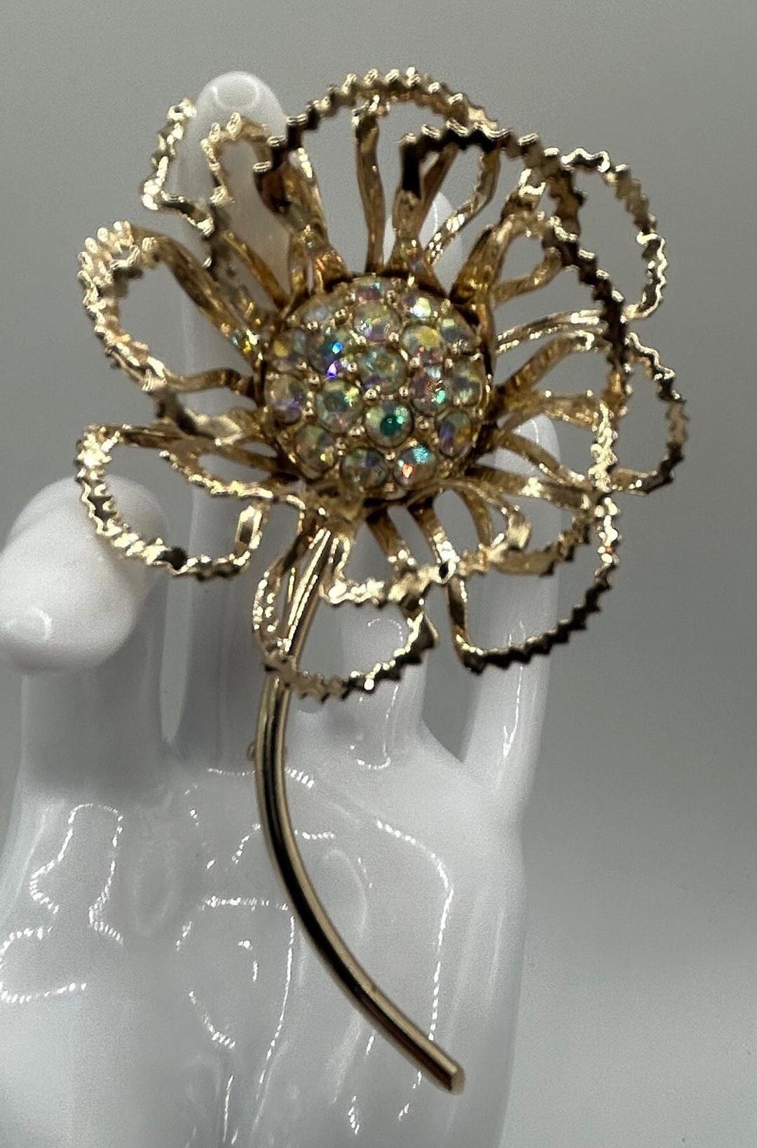 Vintage Sarah Coventry Allusion Brooch Earring Set Gold Tone Rhinestone ...