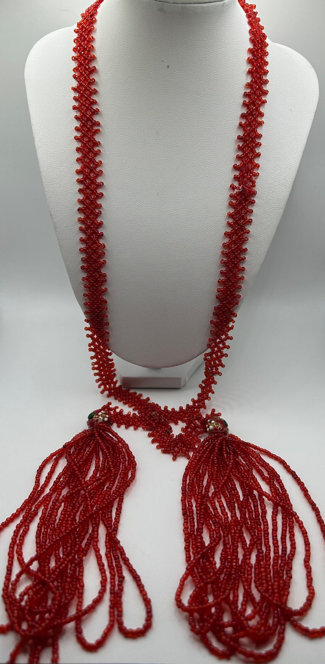 Antique Flapper Lariat Necklace Art Deco Beaded Glass - Etsy