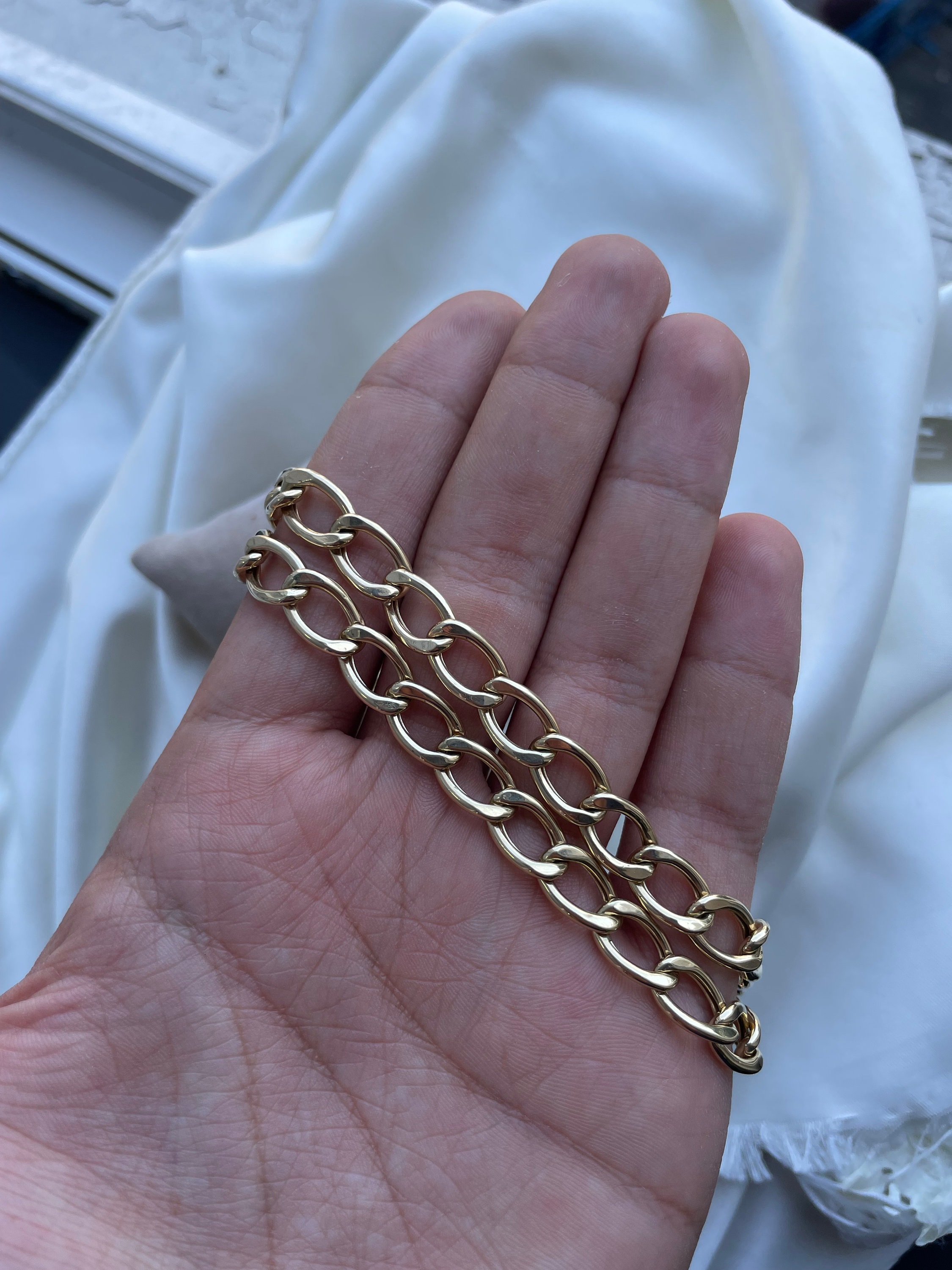 14K Solid Gold Rolo Cable Chain, 18 Gram Weight , 14K Gold Rolo Link ...