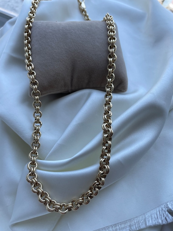 14K Solid Gold Rolo Cable Chain 25 Gram Weight 14K Gold Rolo Link Chain Necklace Real 14K Gold Chain Diamond Cut 14K Gold Rolo Chain