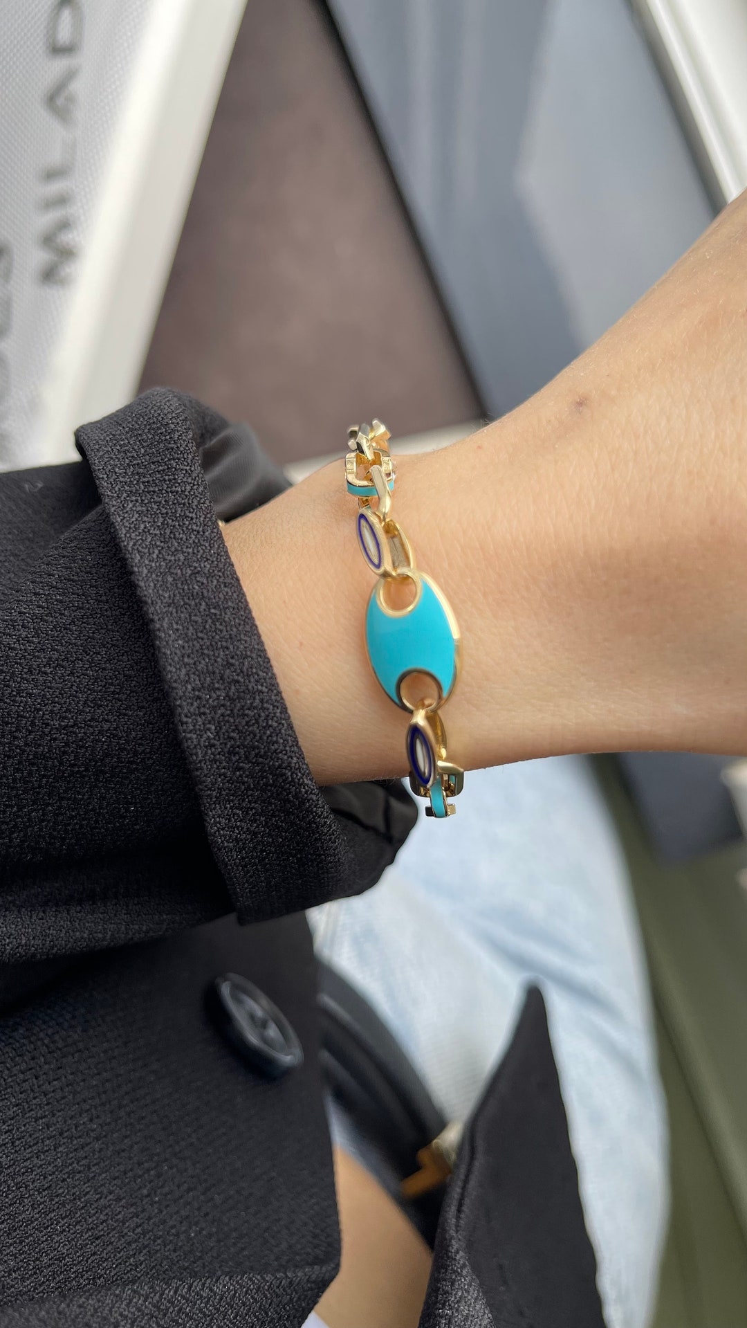 14k Solid Gold Rolo Chain Bracelet / Interlinked Bracelet for Women ...