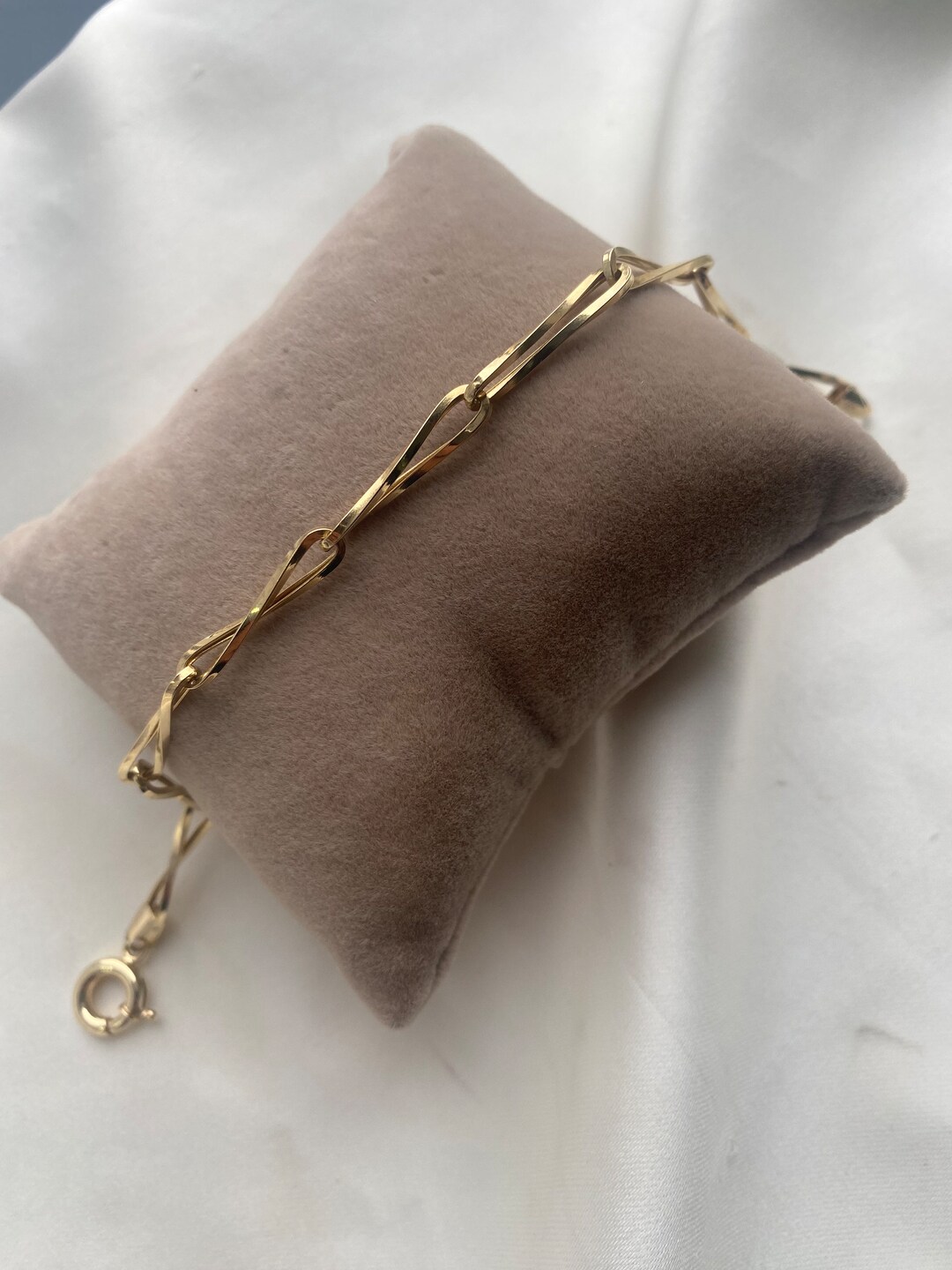 14K Solid Gold Paper Twisted Chain, Paper Curled Gold Chain, 14K Gold ...