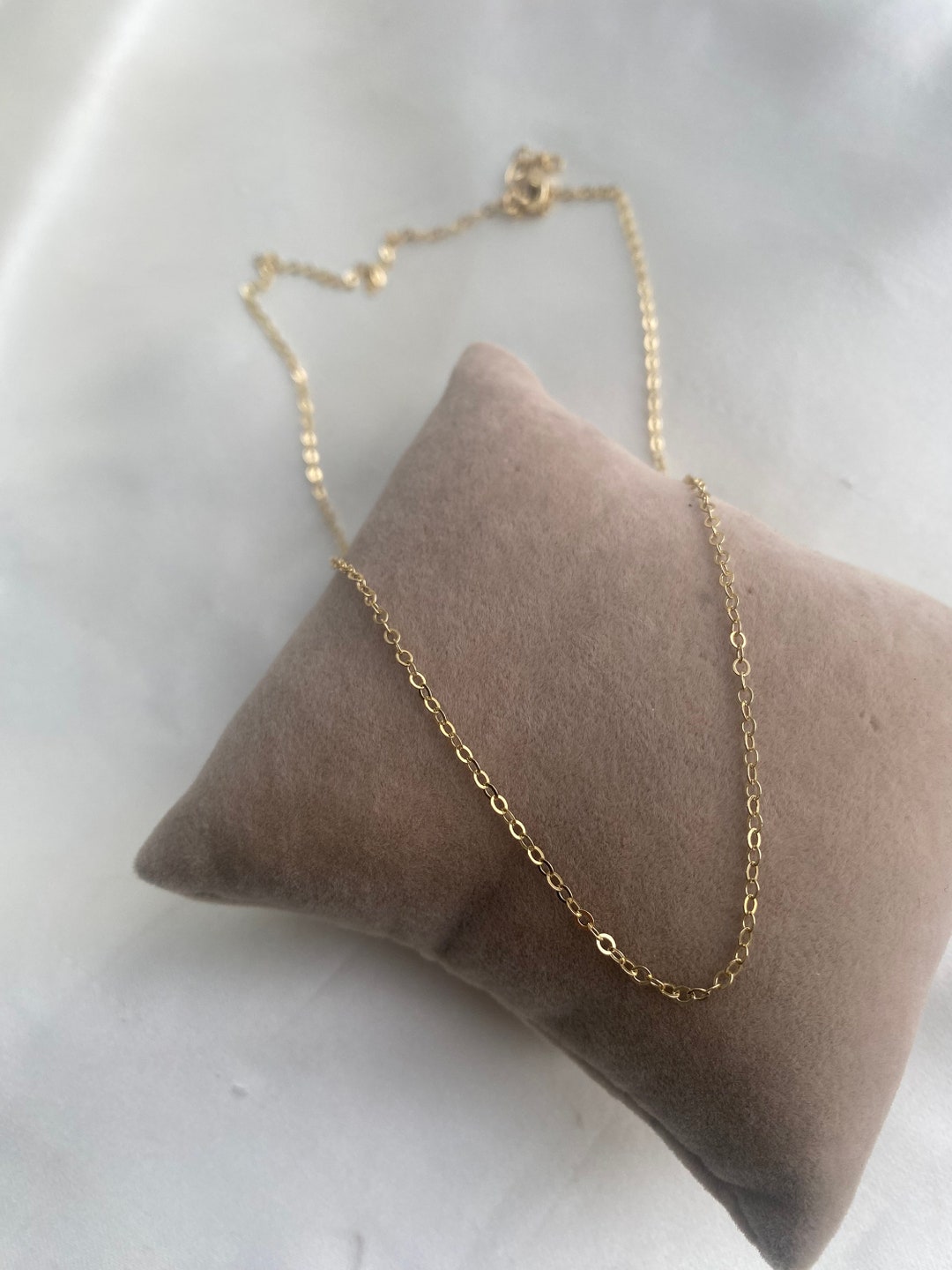 14K Solid Gold Rolo Minimal Chain, Figaro Gold Chain, 14K Gold Rolo ...