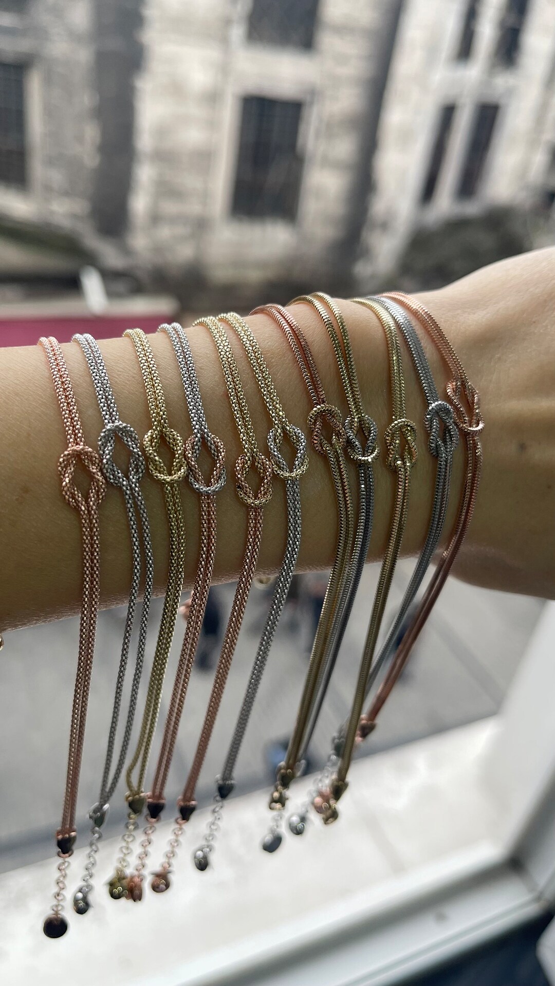 14K Solid Gold Knot of Love Bracelet, Gold Love Chain Bracelet ...