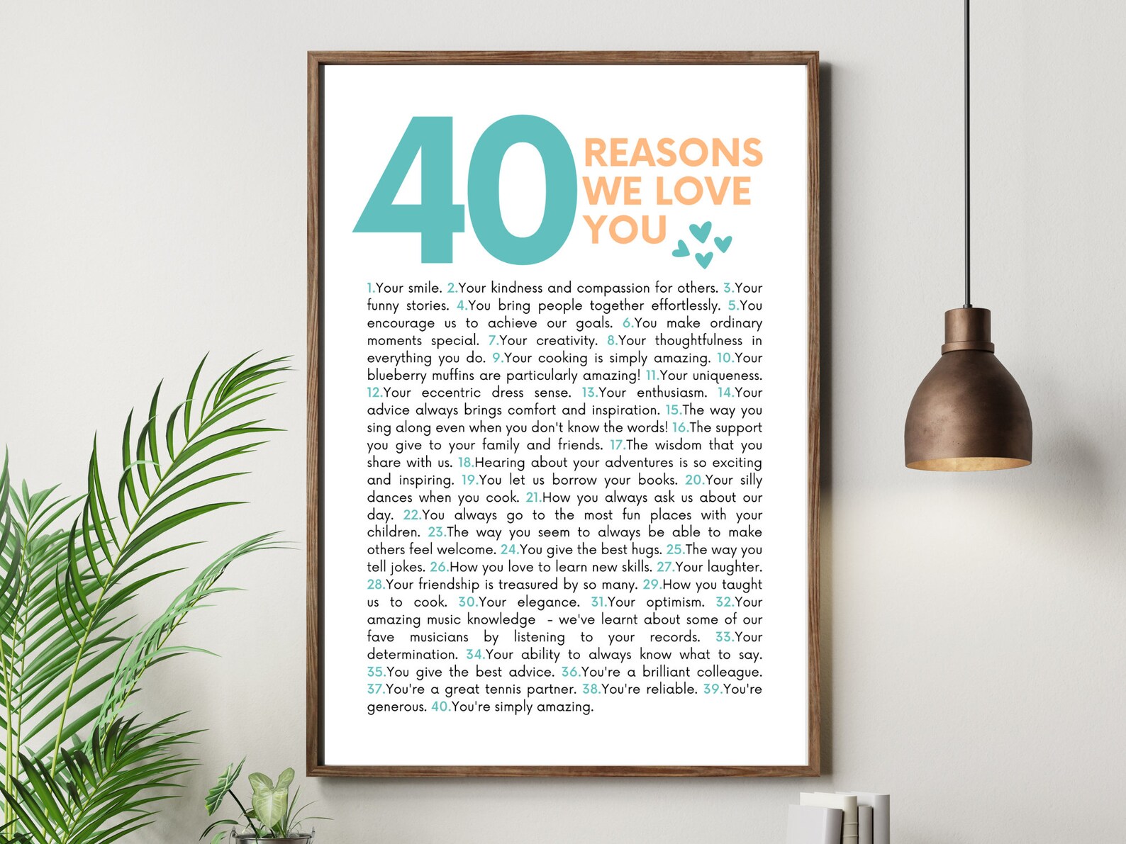 40 Reasons We Love You Canva Template Printable Wall Art, 40 Things We ...
