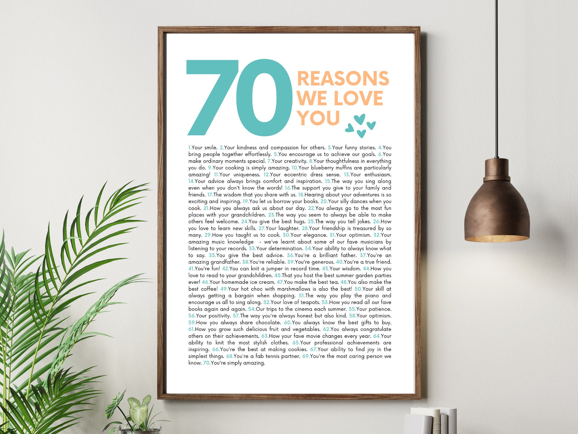 70 Reasons We Love You Canva Template Printable Wall Art, 70 Things We ...