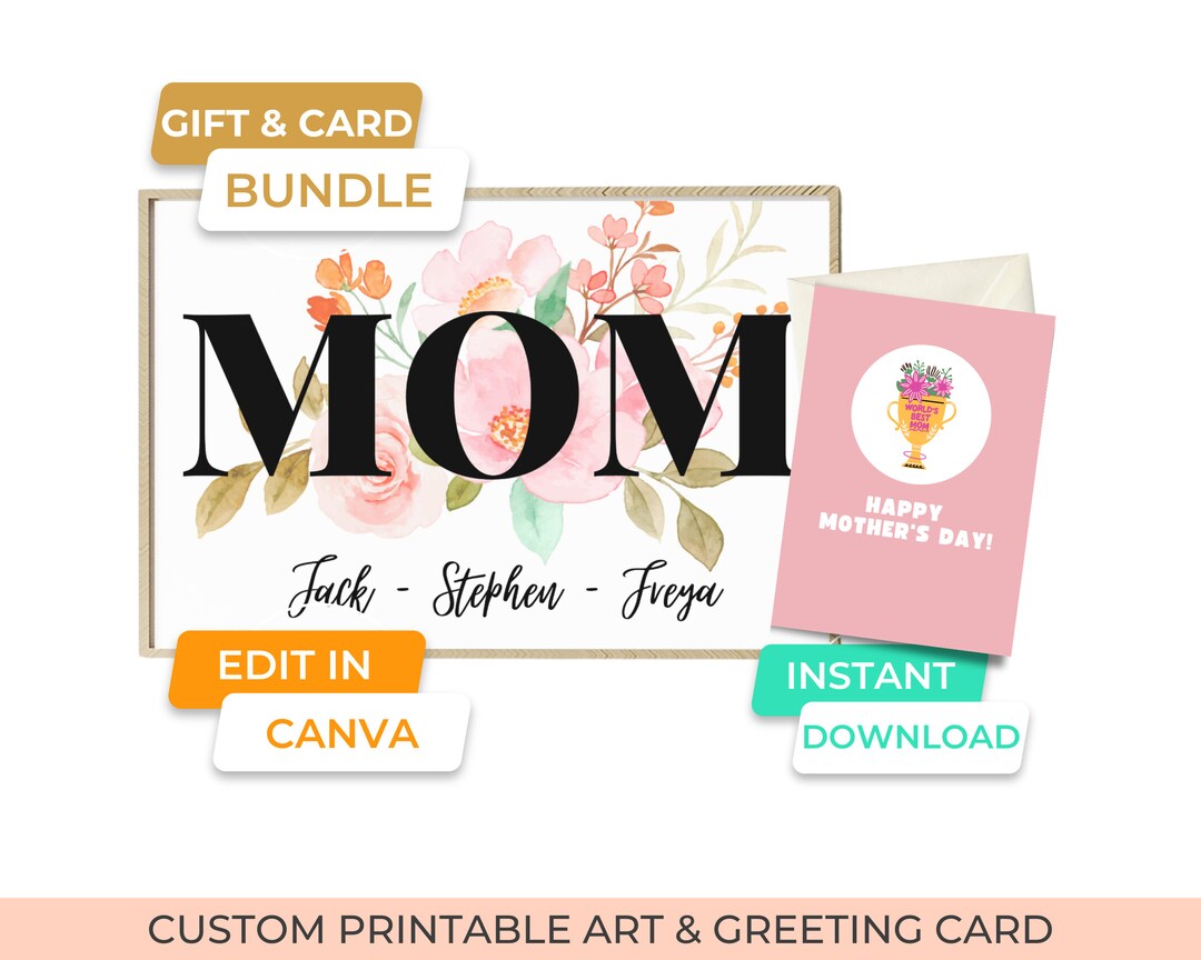 Printable Editable Canva Template Gift and Mothers Day Card for Mom ...