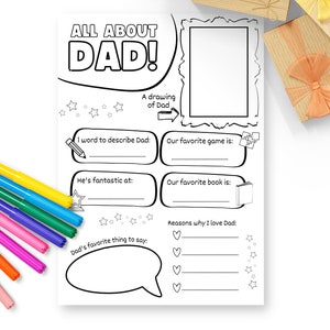 Printable All About My Dad Fathers Day Activity Craft to DIY, Dad ...