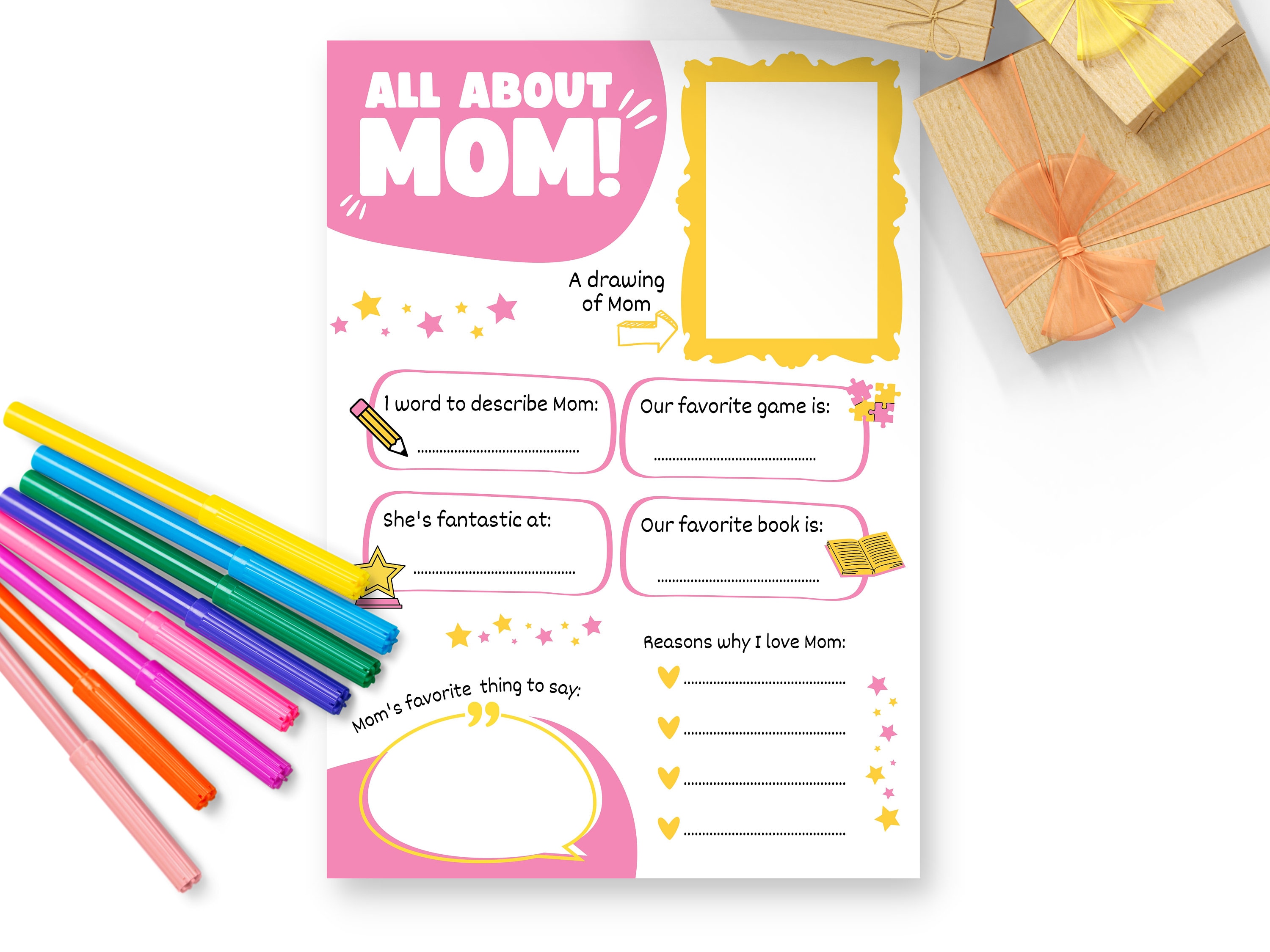 All About My Mom Printable Mothers Day Digital Pdf Gift for Mom, Diy ...