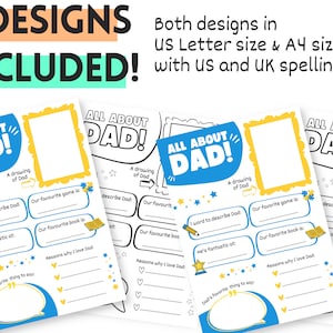 Printable All About My Dad Fathers Day Activity Craft to DIY, Dad ...
