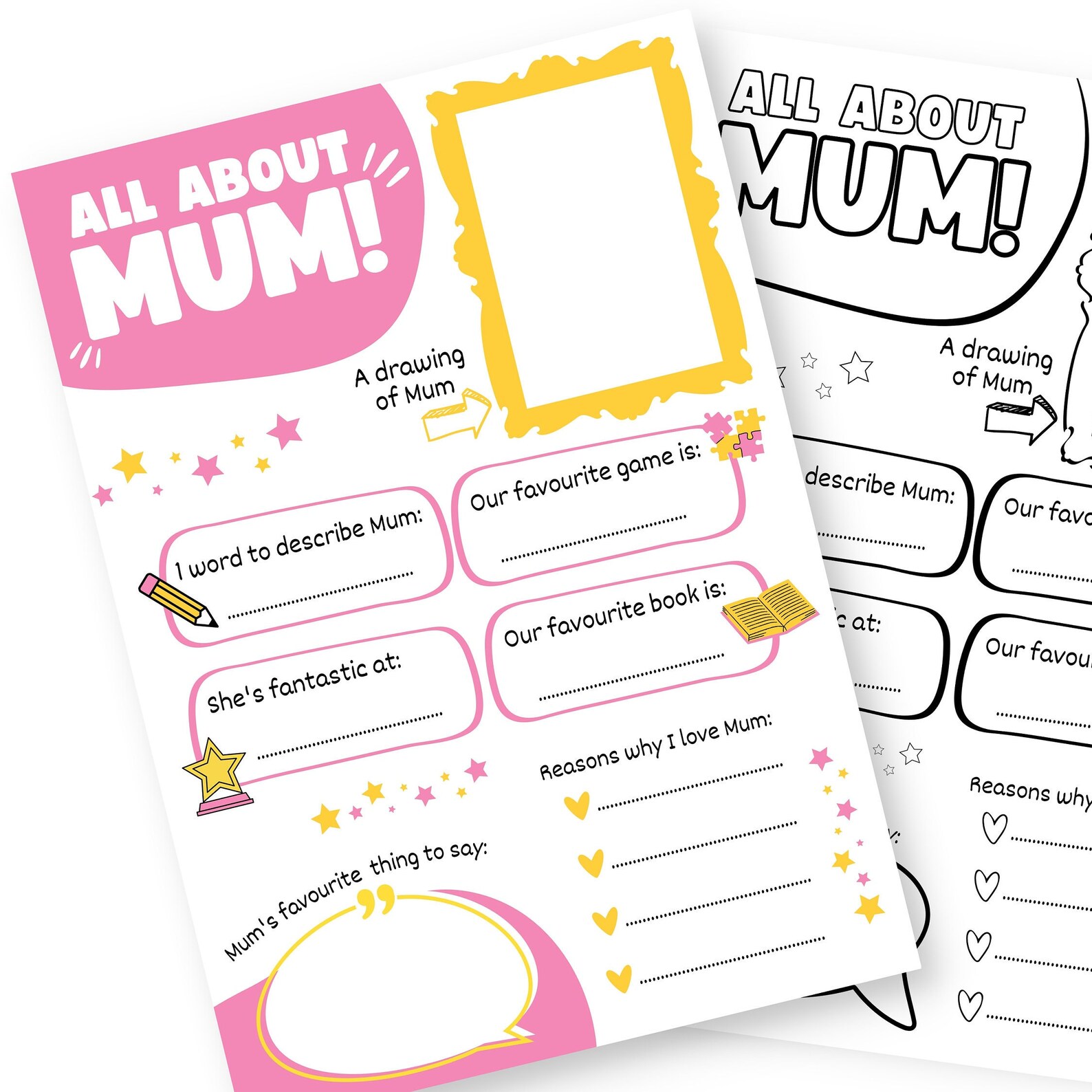 All About Mum Printable Template for Diy Mothers Day Activity or Mum ...