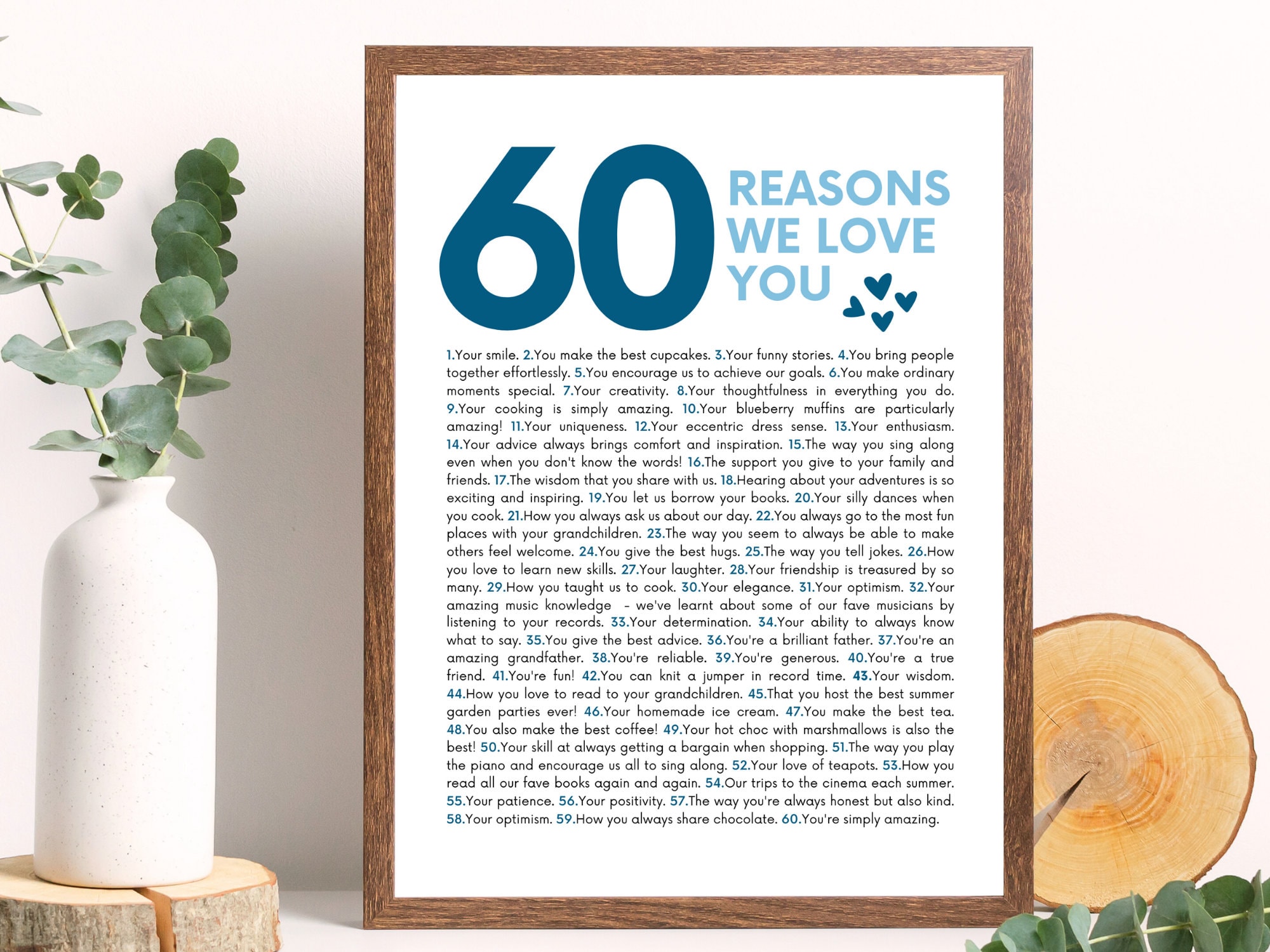 60 Reasons We Love You Canva Template Printable Wall Art, 60 Things We ...