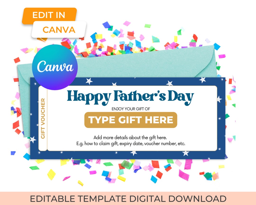 Printable Editable Fathers Day Voucher Canva Template, DIY Gift ...