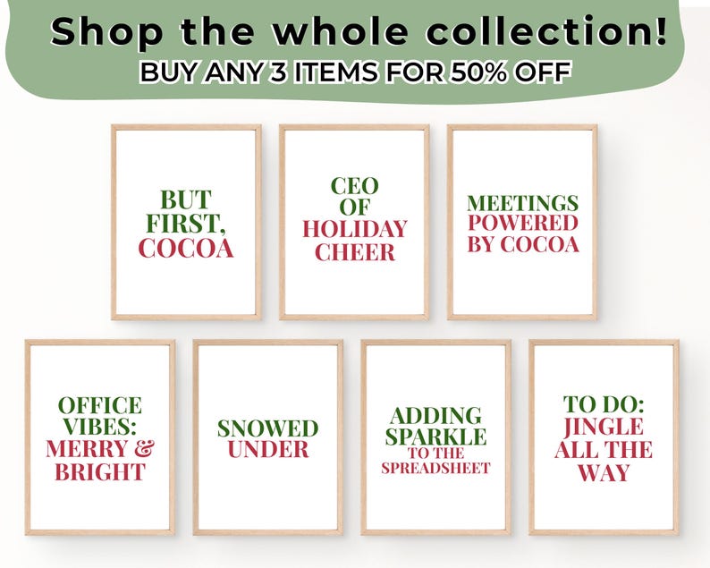 Funny Printable Christmas Office Desk Decor, Seasonal Quote Wall Art ...