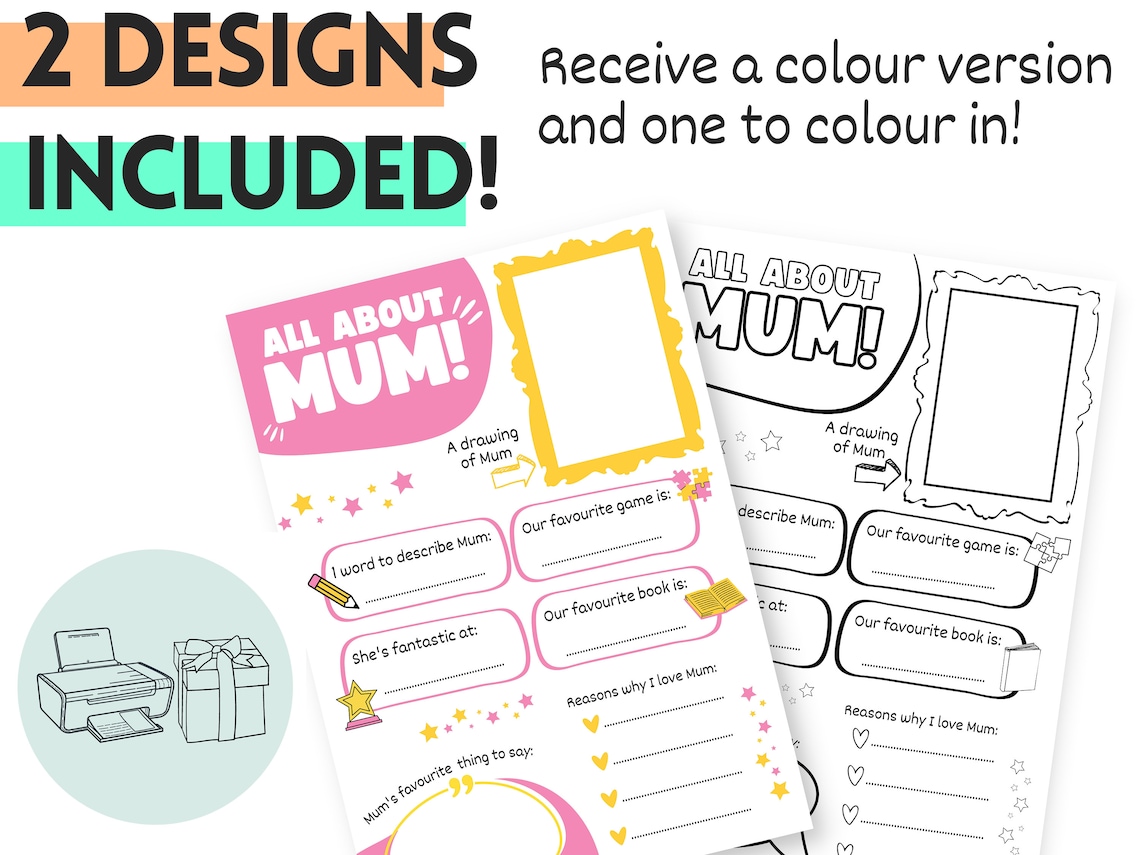 All About Mum Printable Template for Diy Mothers Day Activity or Mum ...