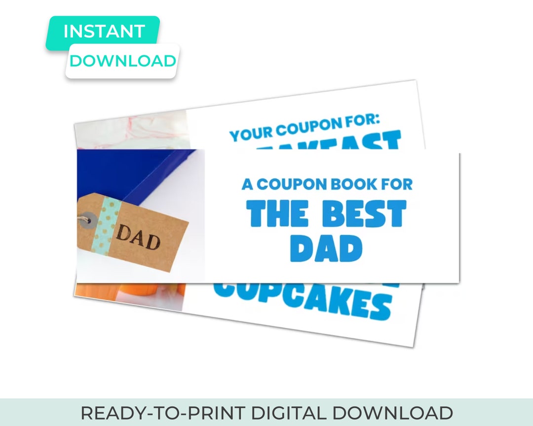 Printable Dad Coupon Book Template, Diy Christmas or Birthday Gift for ...
