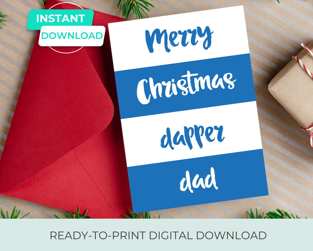 Printable Merry Christmas Card for Dad, Instant Printable Christmas ...