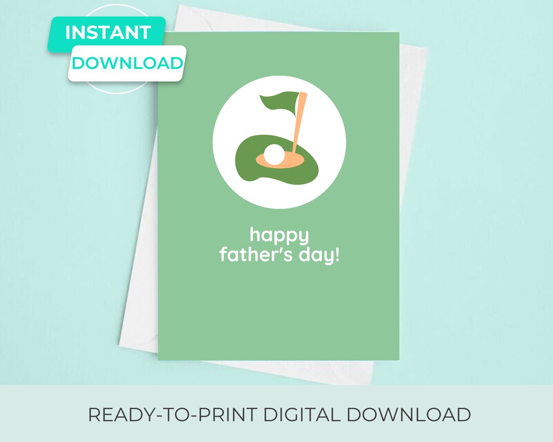 Printable Father's Day Card, Happy Fathers Day Golf Card for Dad From ...