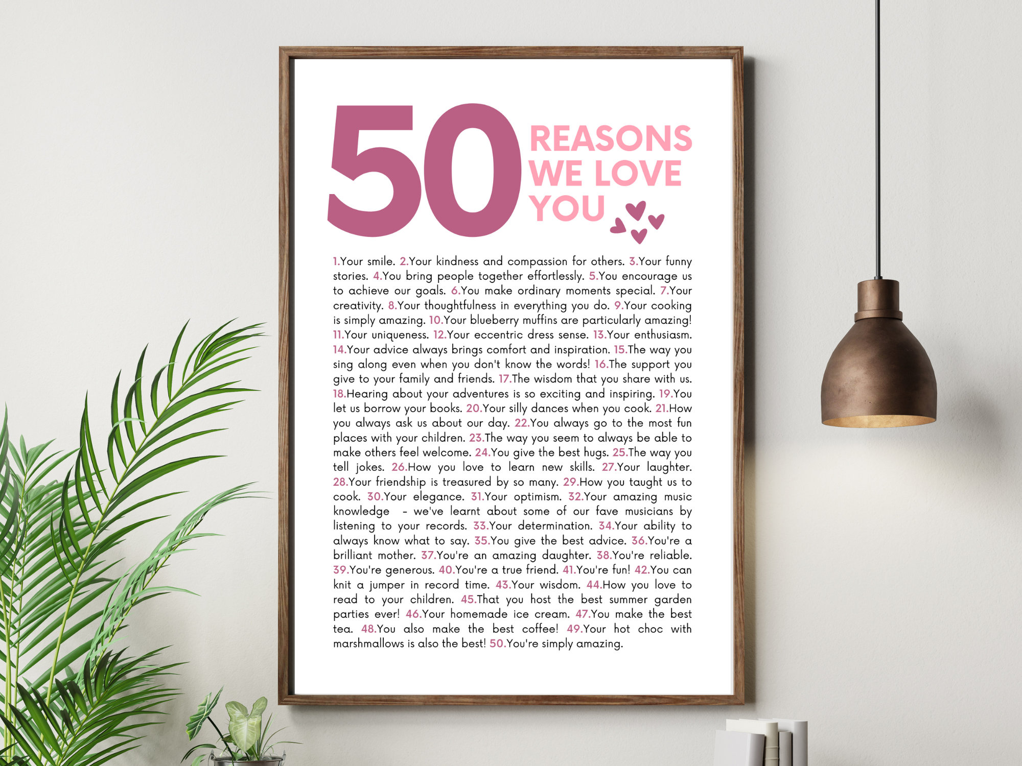 50 Reasons We Love You Canva Template Printable Wall Art Sentimental ...