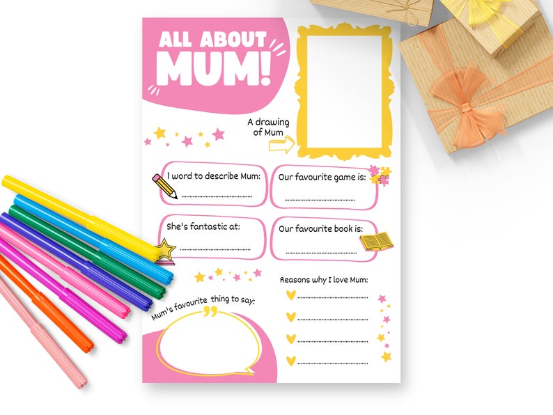 All About Mum Printable Template for Diy Mothers Day Activity or Mum ...