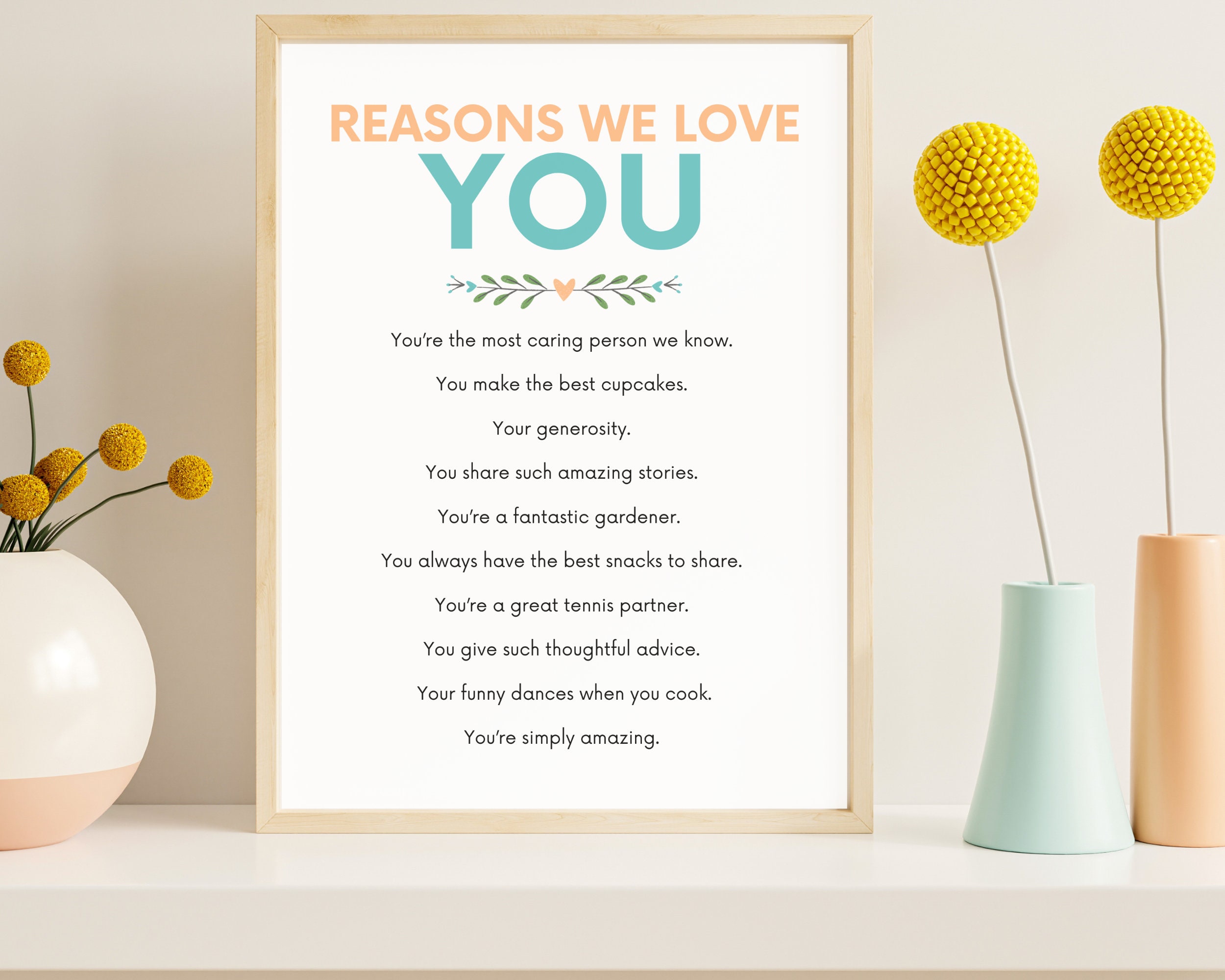 Reasons We Love You Printable Template, Things We Love About You ...