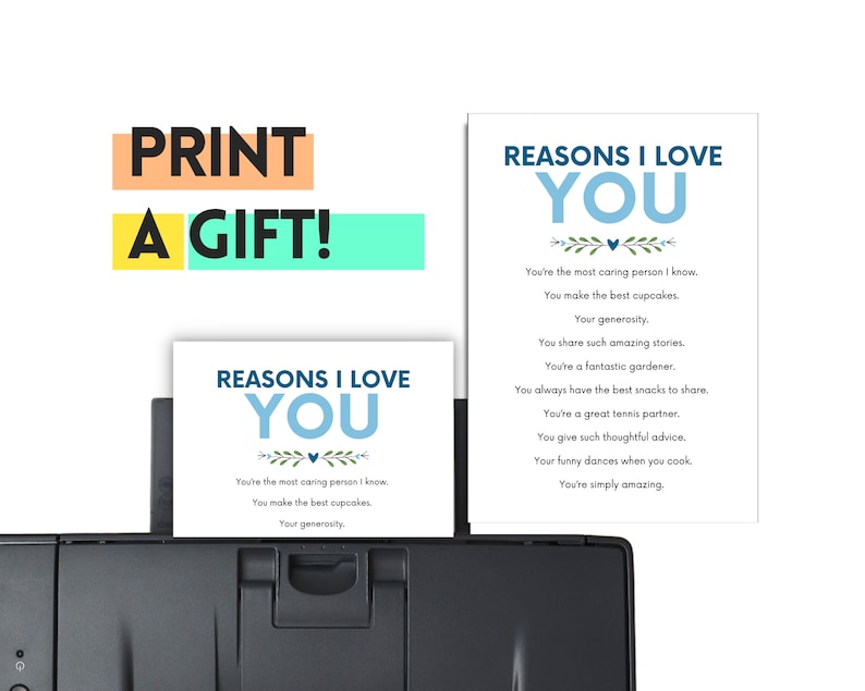 Reasons Why I Love You Printable Gift Template, 1st Anniversary ...