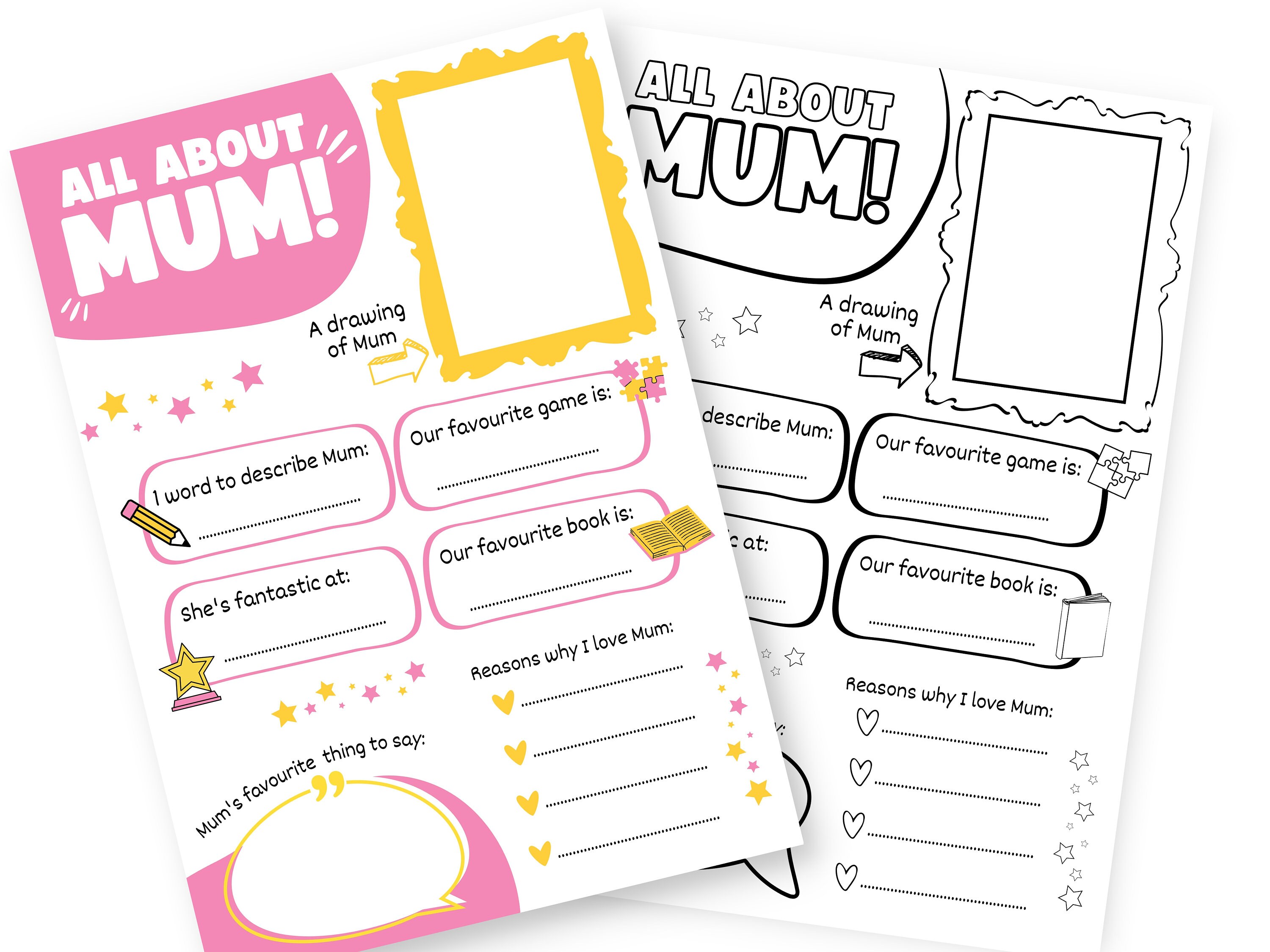All About Mum Printable Template for Diy Mothers Day Activity - Etsy UK