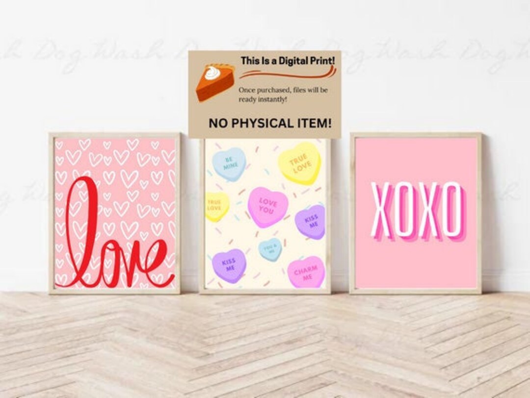 Valentines Day Wall Printables, Valentines Printable Bundle, Valentines ...