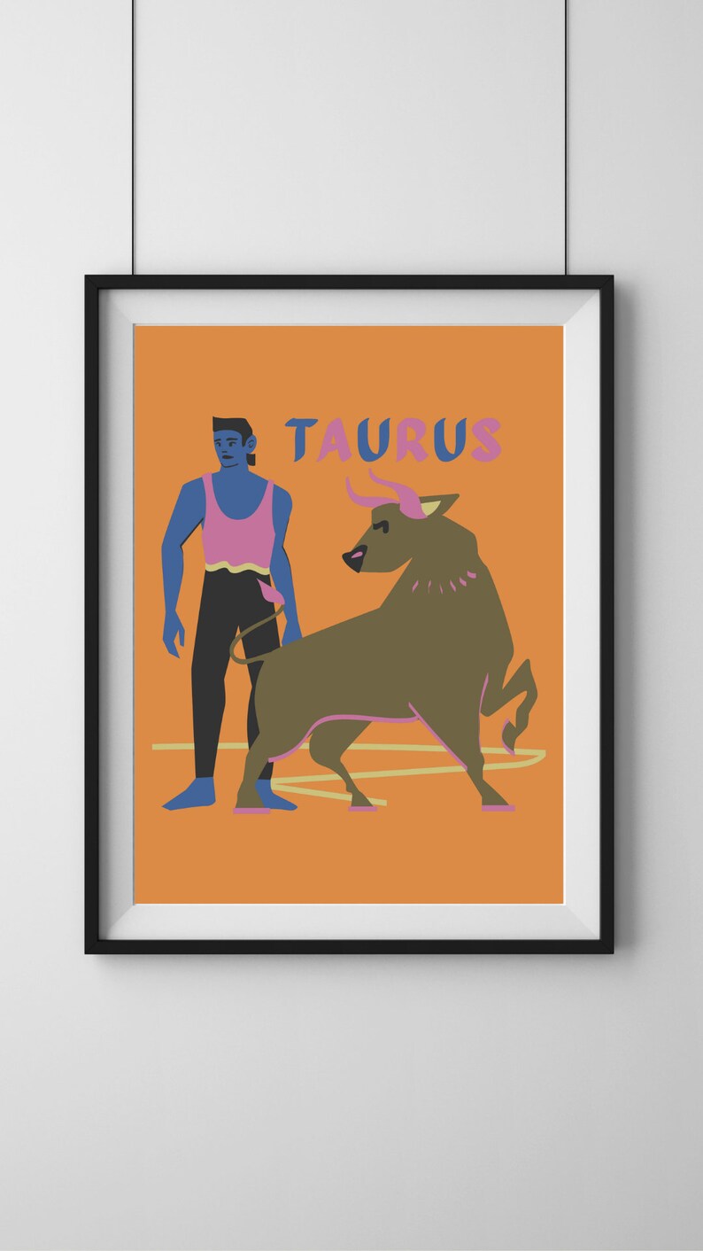 Taurus Zodiac Sign Print, Zodiac Print, Taurus Star Sign Decor ...
