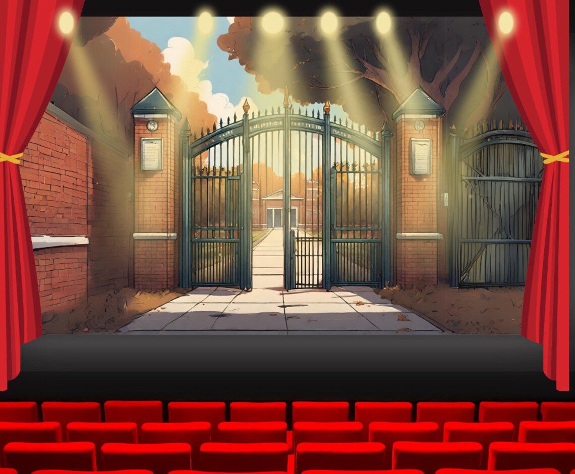 School Gates Backdrop for Stage. for Projection Onto a Theatre Stage ...
